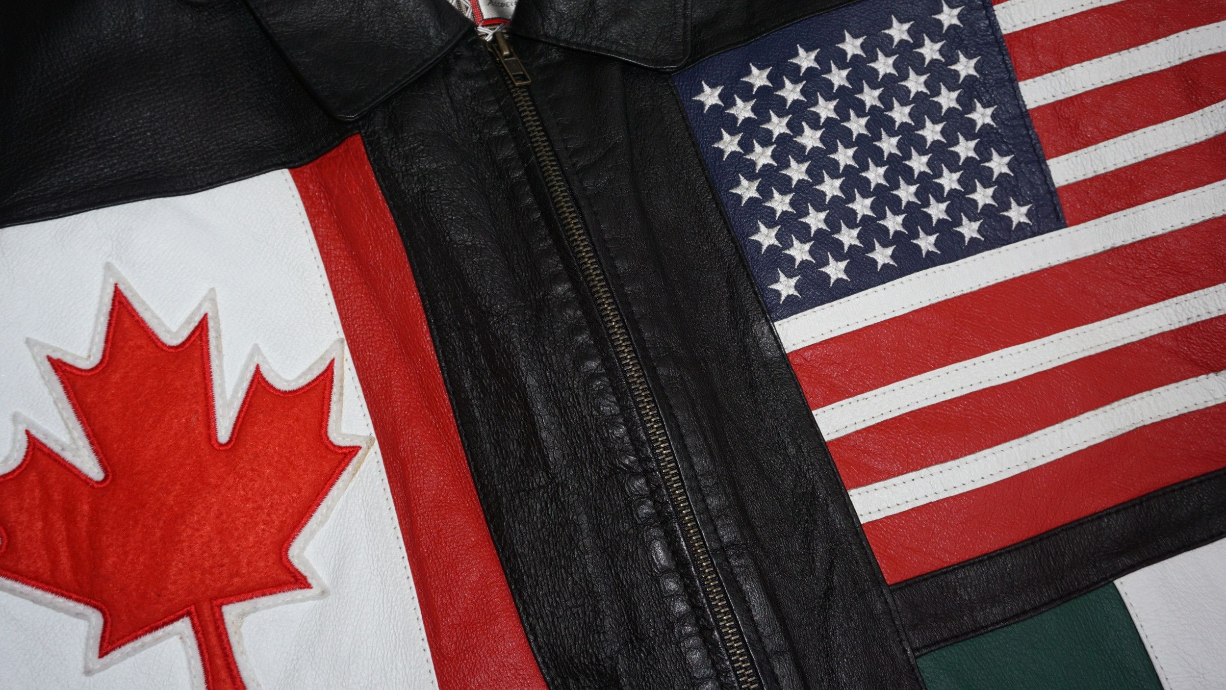 Vintage Vintage World Flags Leather Jacket | Grailed