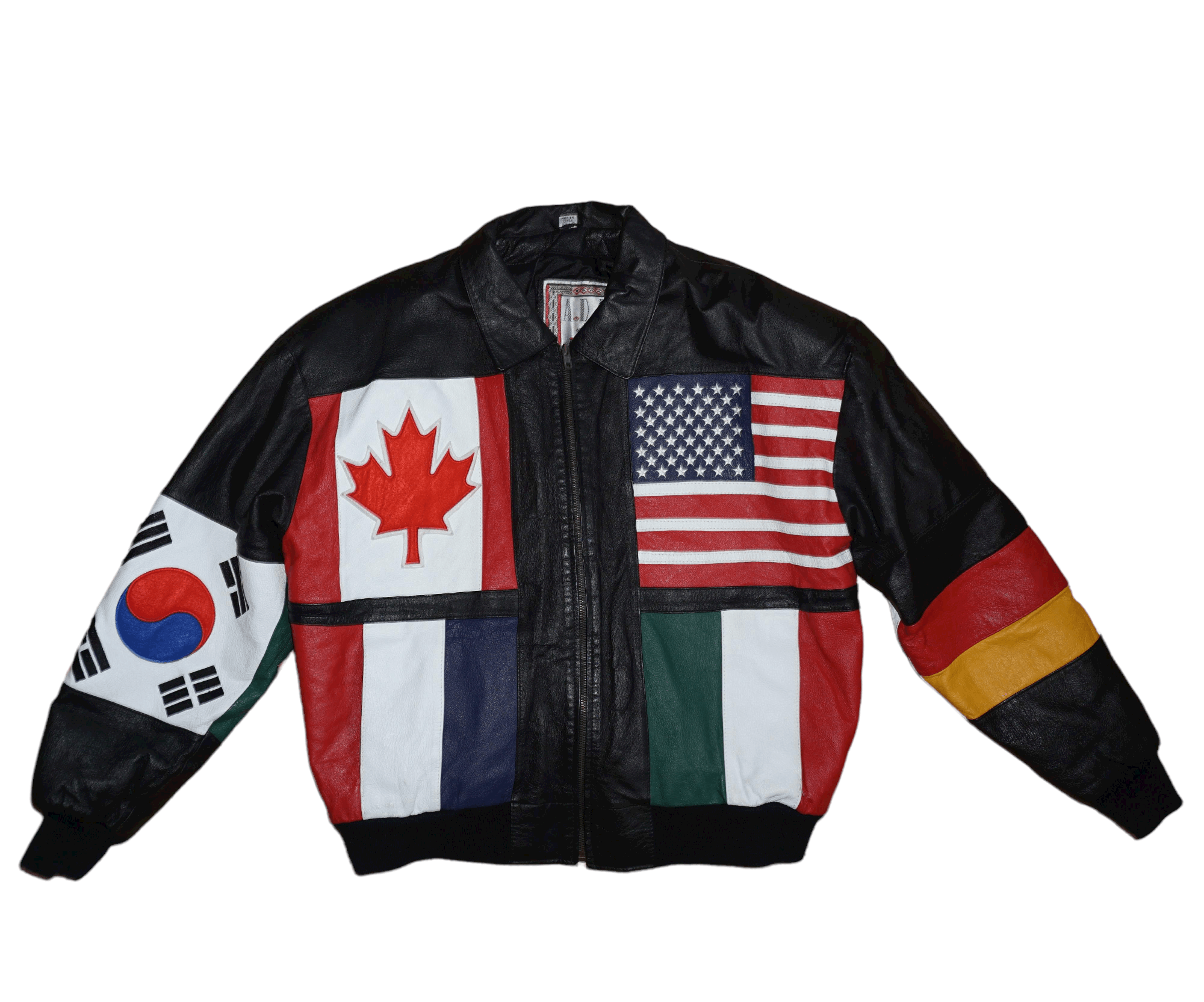 Vintage Vintage World Flags Leather Jacket | Grailed