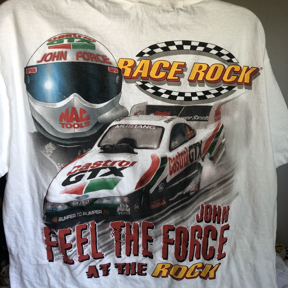 Vintage Vintage 90s Race Rock Orlando Feel The Force Graphic Logo T ...