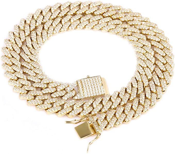 Designer 14k Gold Plated Full Iced Out Miami Cuban Link Chain | Grailed
