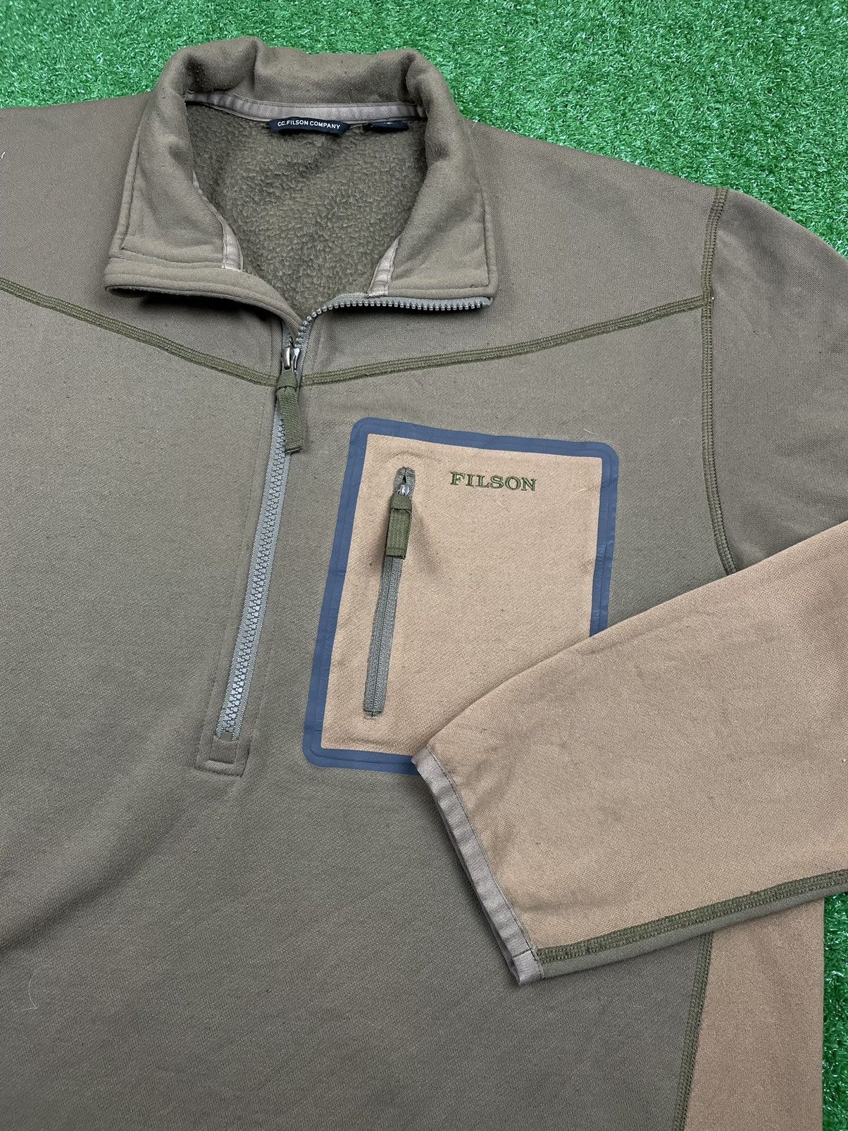Filson Filson Shuksan Half Zip Fleece Sweatshirt Olive Tan | Grailed