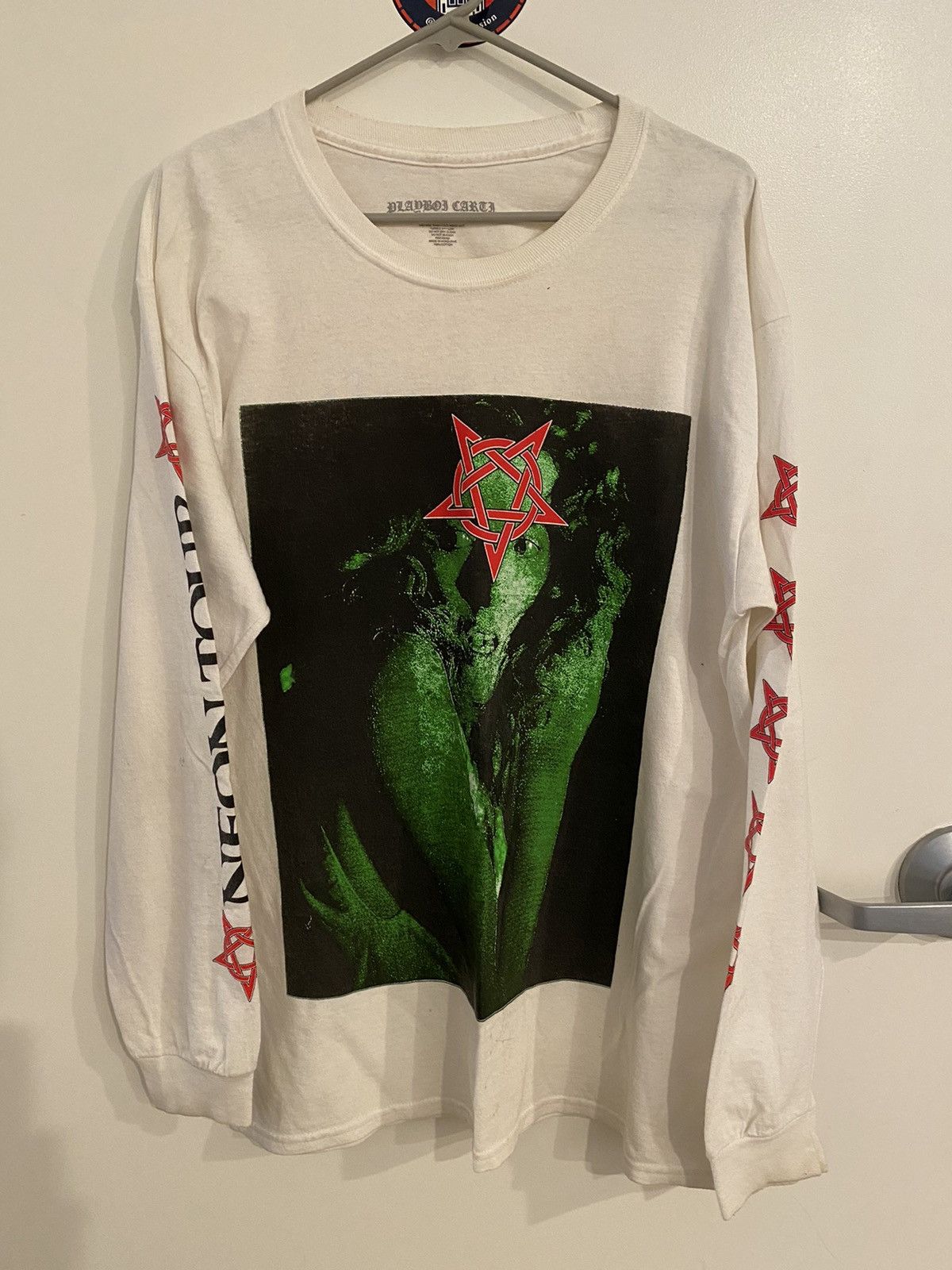 Playboi Carti Playboi Carti Neon Tour Pentagram Longsleeve White | Grailed