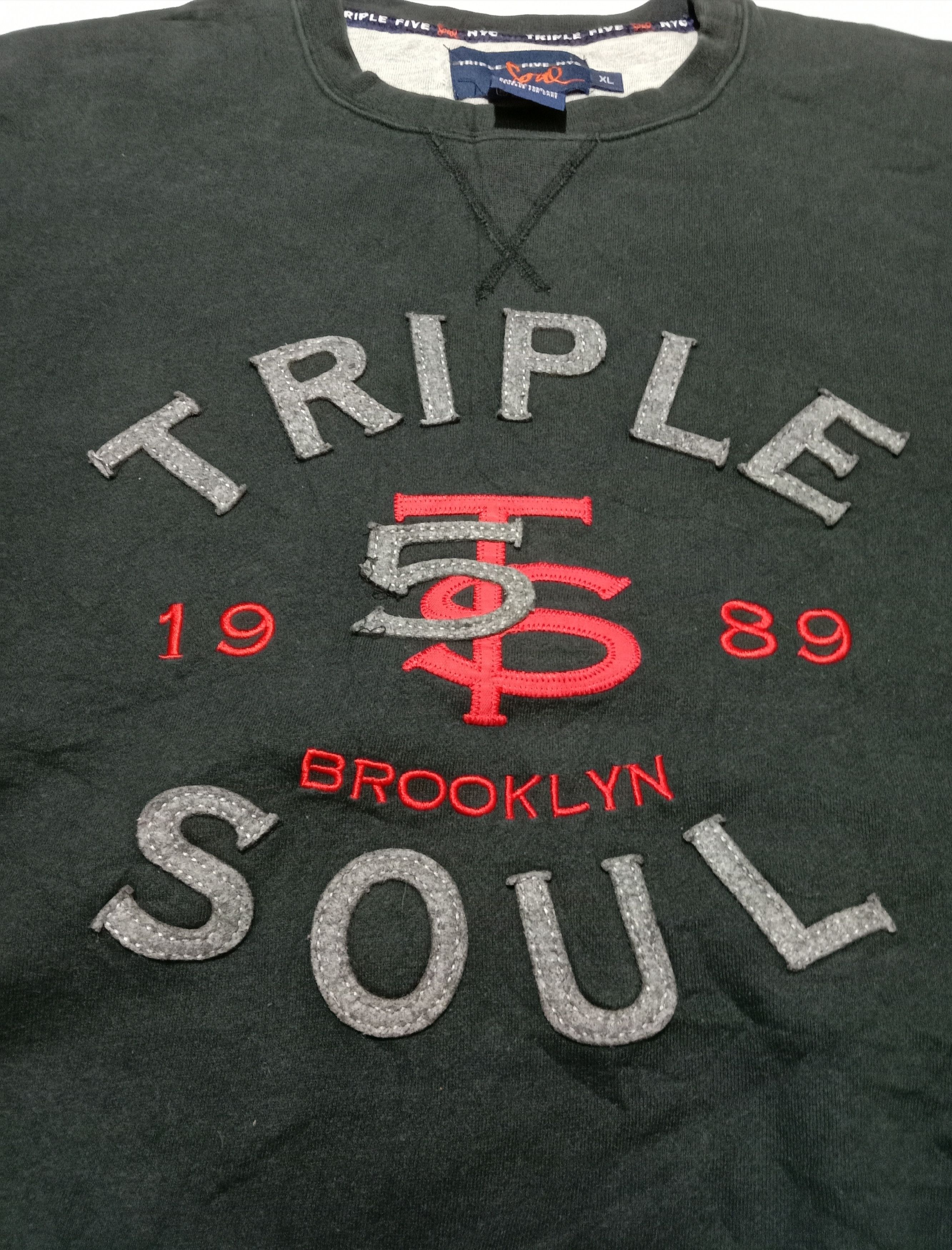 Triple 5 Soul Triple 5 Soul Brooklyn NYC Sweatshirt Embroidery Big Logo ...