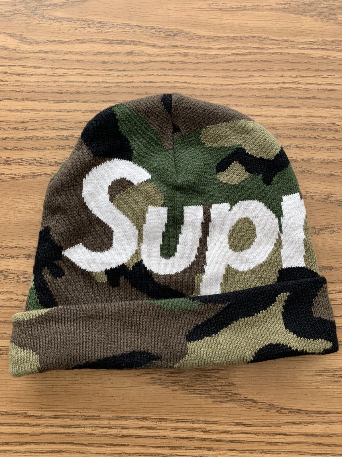 Supreme Supreme Big Logo Beanie FW17 - Woodland Camo | Grailed