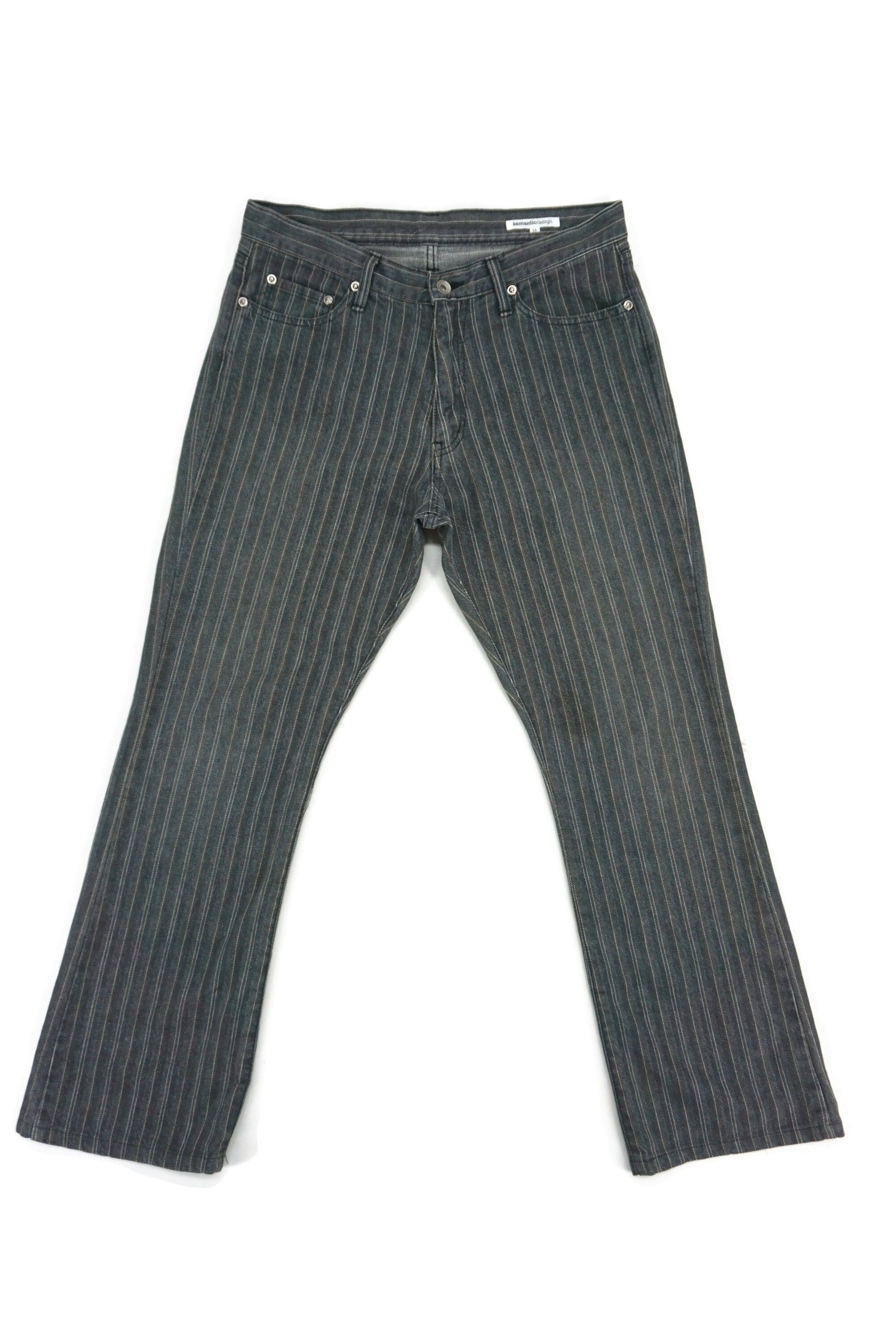 Japanese Brand Semantic Design Hickory Stripe Bootcut Pants Japan Made ...