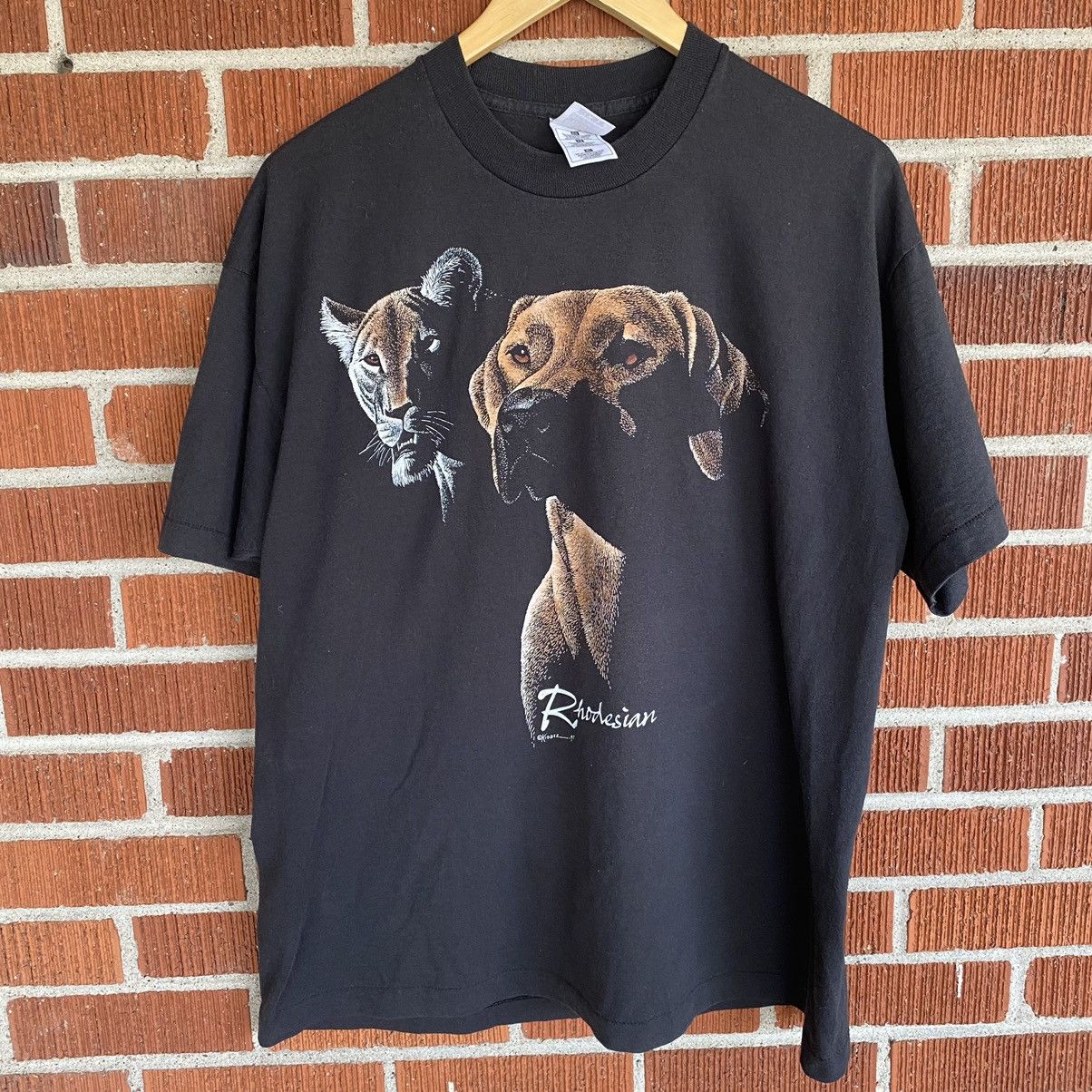 Vintage VTG Rhodesian Ridgeback Black 1996 Roger Kibbee 90s Art Tee ...