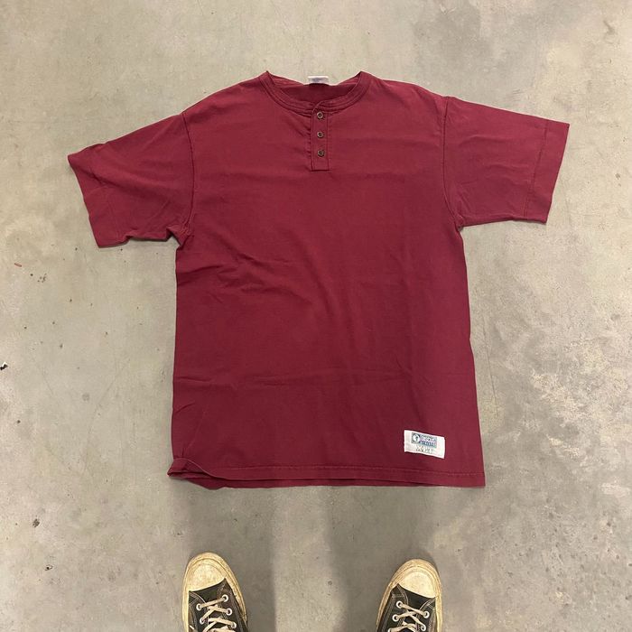 Vintage Burgundy Vintage Boxy 90s Henley T-Shirt | Grailed