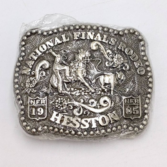 Vintage National Finals Rodeo NFR 1985 Hesston Belt Buckle 2 Vintage National Finals Rodeo NFR 1985 Hesston Belt Buckle 2