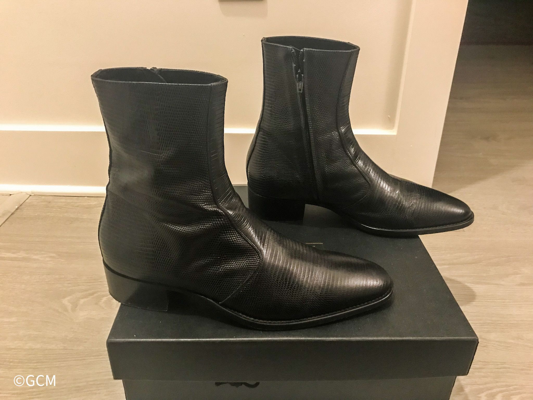 From The First Luca 40mm Lizard Effect Leather Zip Boot | Grailed