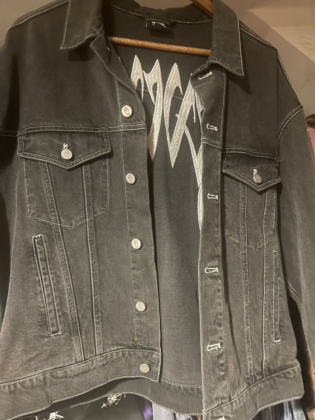 Revenge Revenge Black Denim Jacket Embroidered | Grailed