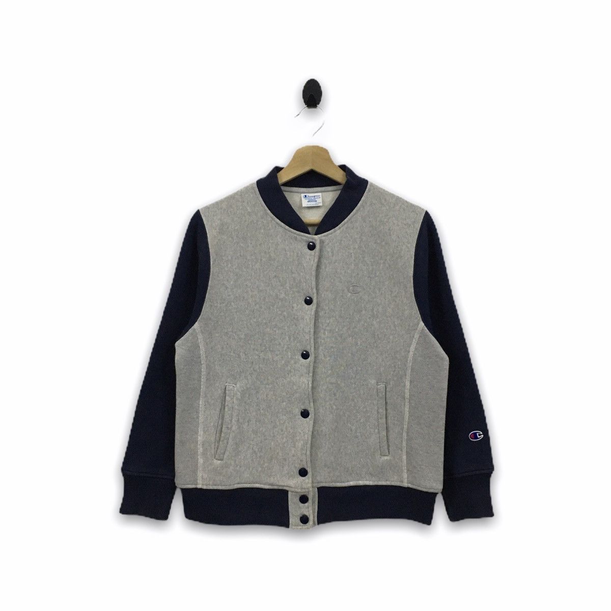 Champion × Varsity Jacket Champion Small Logo Embroidery Reverse Weave ...