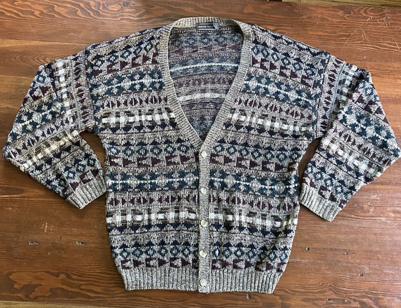 Cardigan × David Taylor × Vintage Vintage 90s David Taylor Textile ...