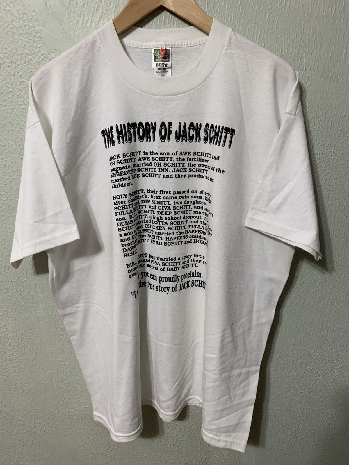 Vintage Vintage History of Jack Schitt Joke Tee | Grailed