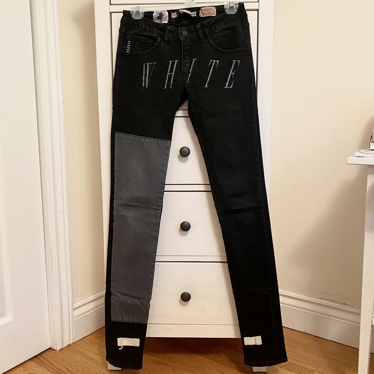 Off-White 2013 Rare Off white denim black patchwork logo jeans | Grailed