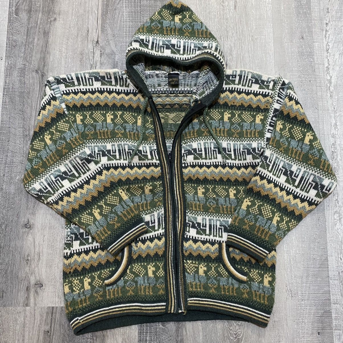 Vintage Artesania Los Andes Green Aztec Alpaca Wool Peruvian Sweater ...