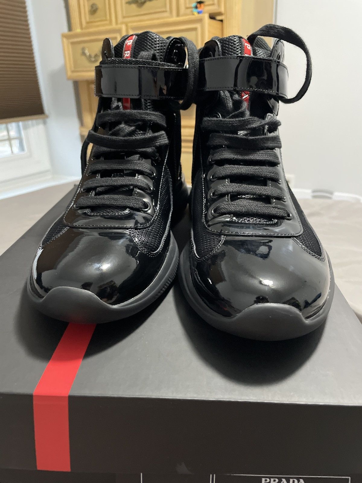 Prada Prada America's Cup High Top Sneakers Black 9 | Grailed