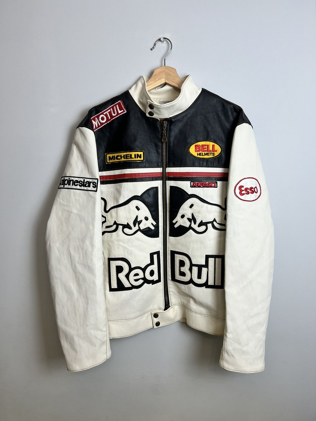 Vintage Vintage Red Bull Black And White Racing Jacket Eco Leather ...
