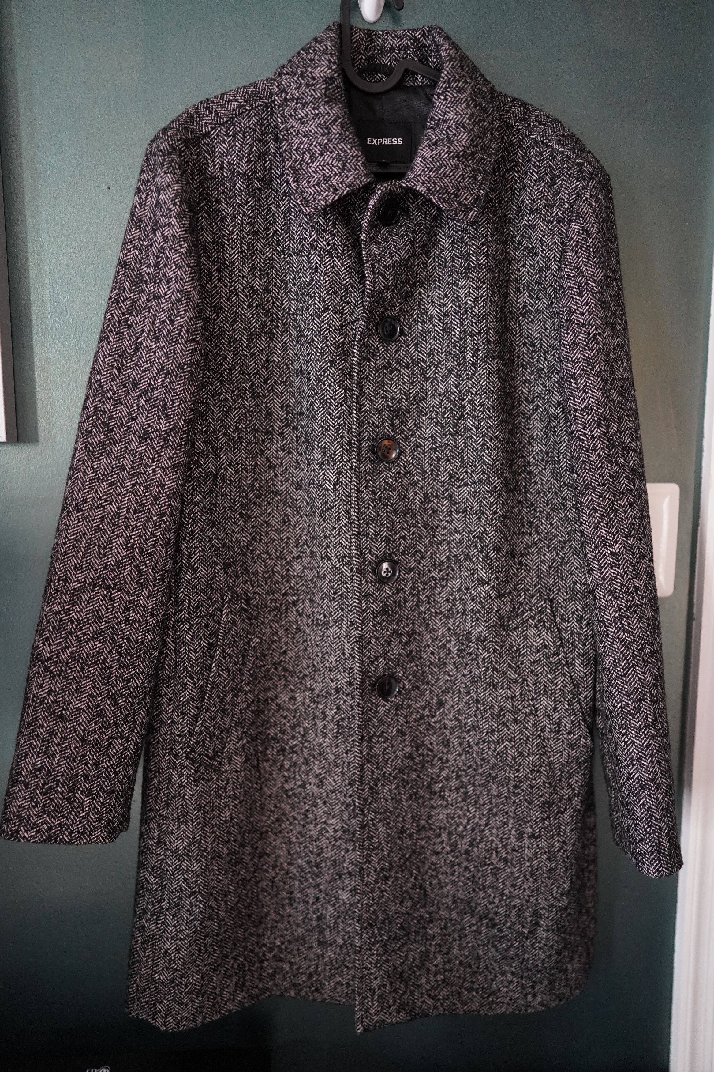 Express Express Gray Herringbone Trench Coat | Grailed