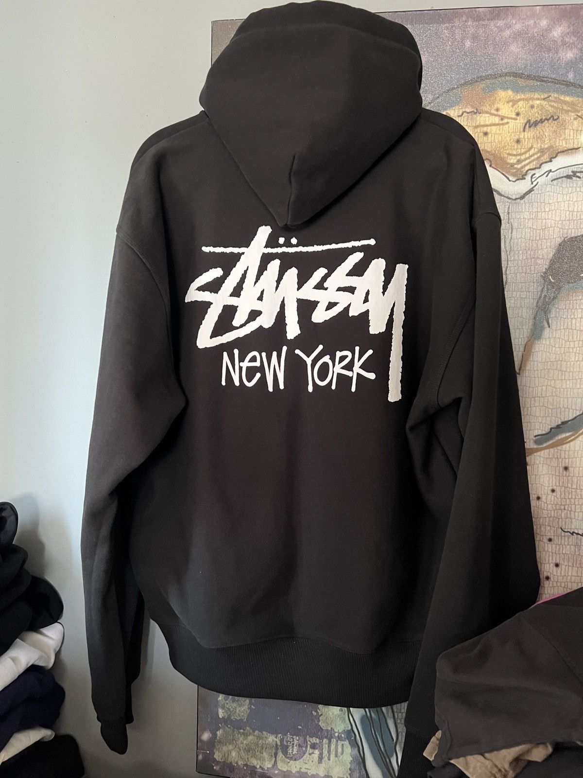 Streetwear × Stussy Black Stussy New York Zip Up Hoodie | Grailed
