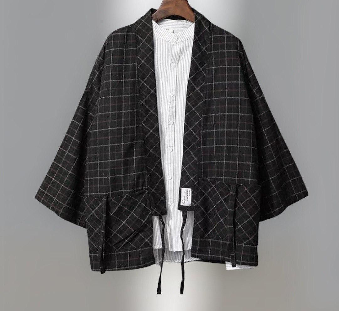 Cardigan × Japanese Brand × Very Rare New Release Cool Checkered Kimono ...