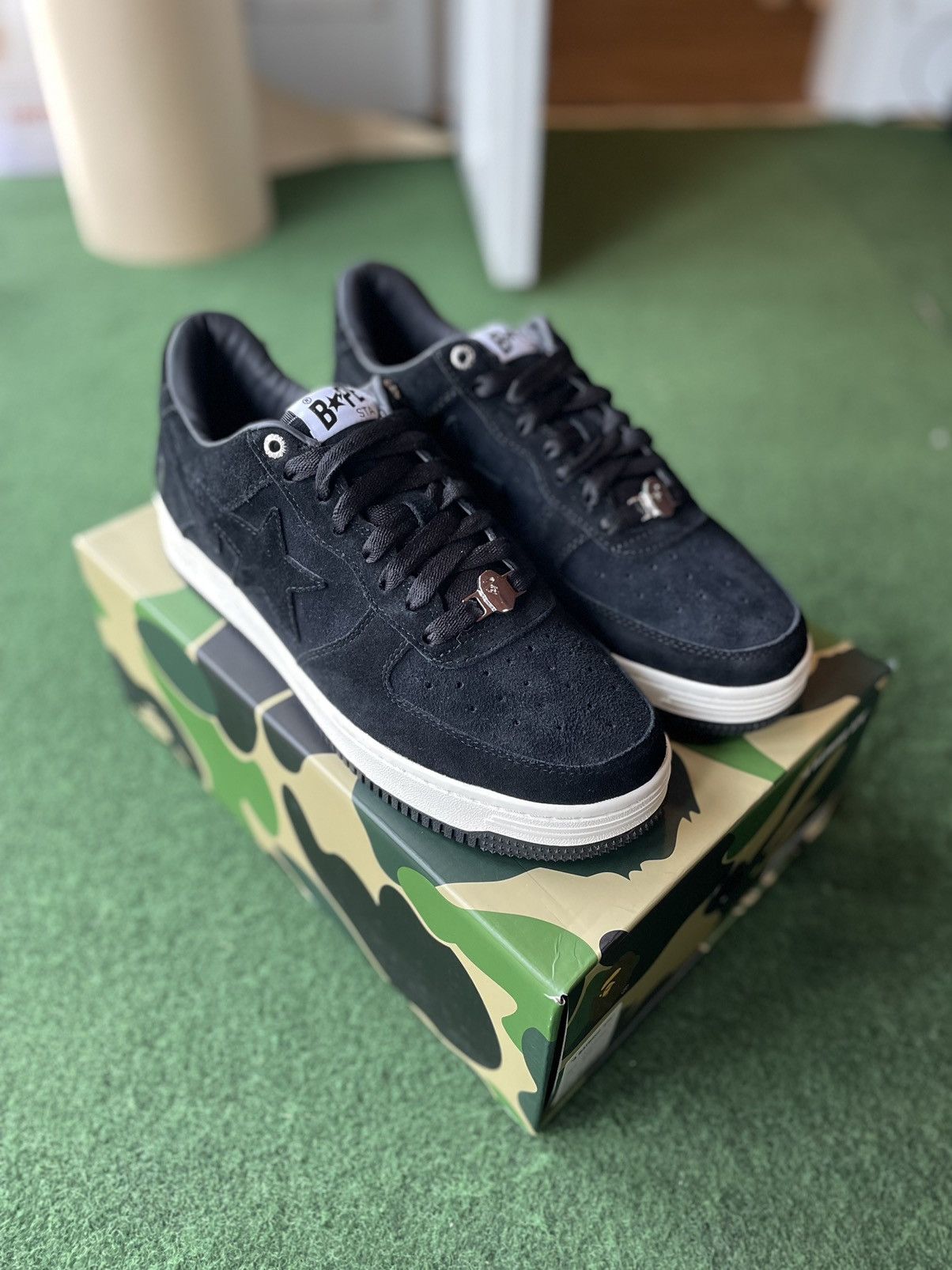 Bape A Bathing Ape Bapestas Black Suede | Grailed