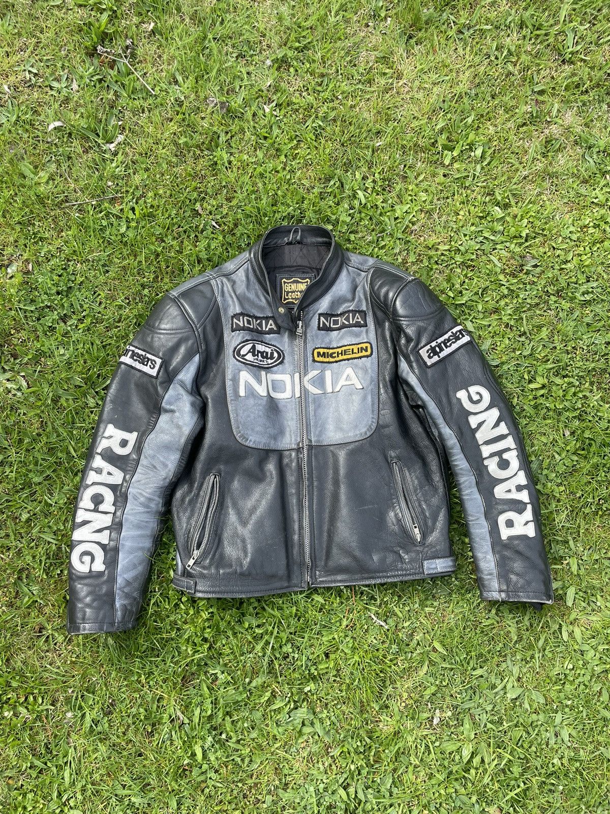 Leather Jacket × Racing × Vintage Nokia Racing Moto Leather Jacket ...