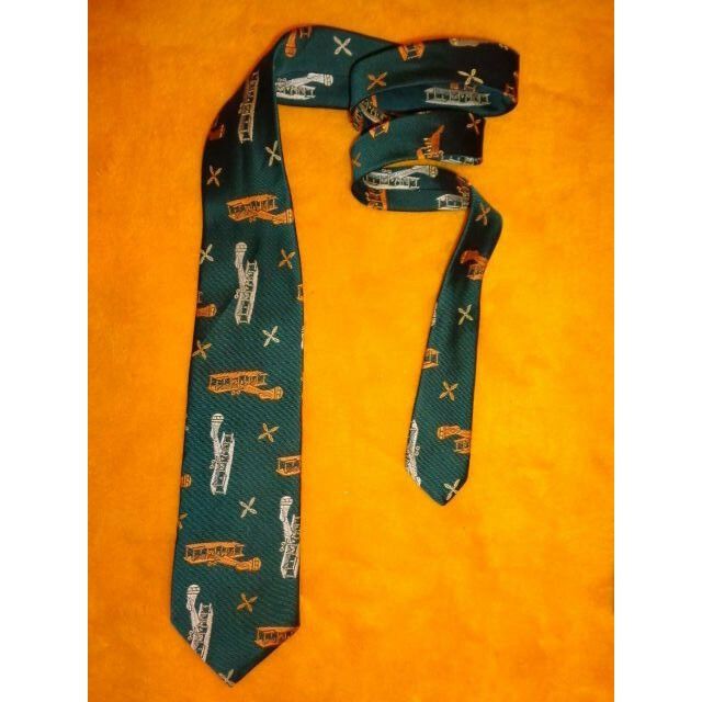 Wembley VINTAGE FAT DISCO MOD FUNK 1970s TIE ~ GREEN BIPLANES ~57 ...