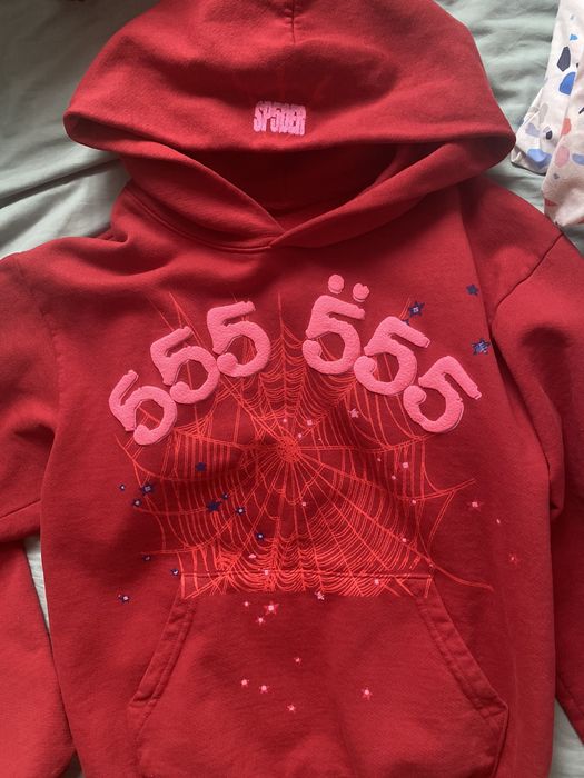 Spider Worldwide Sp5der Worldwide Red Angel Number 555 Hoodie S | Grailed