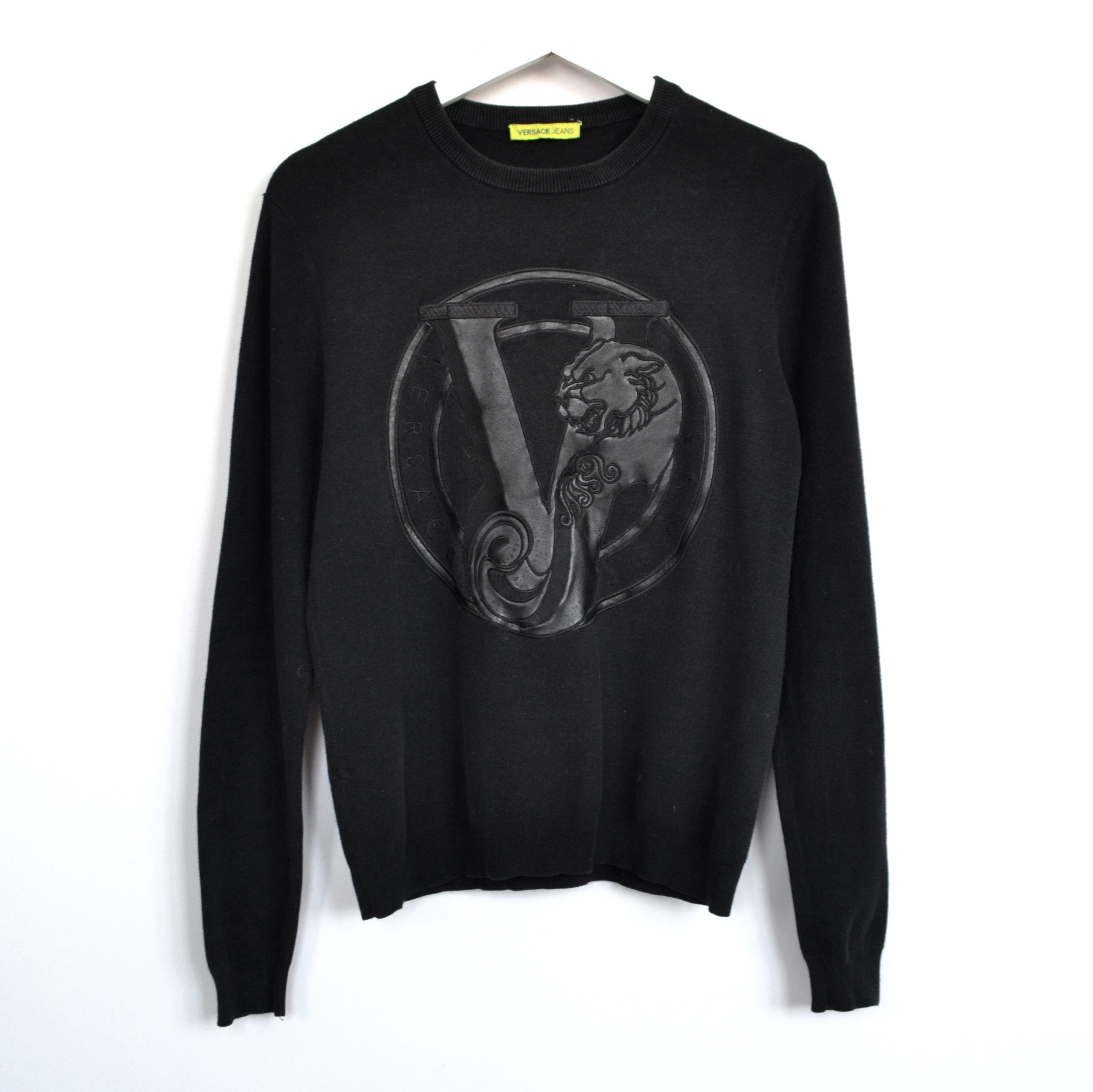 Versace VERSACE Sweater Knit Black Logo Jumper Medusa | Grailed