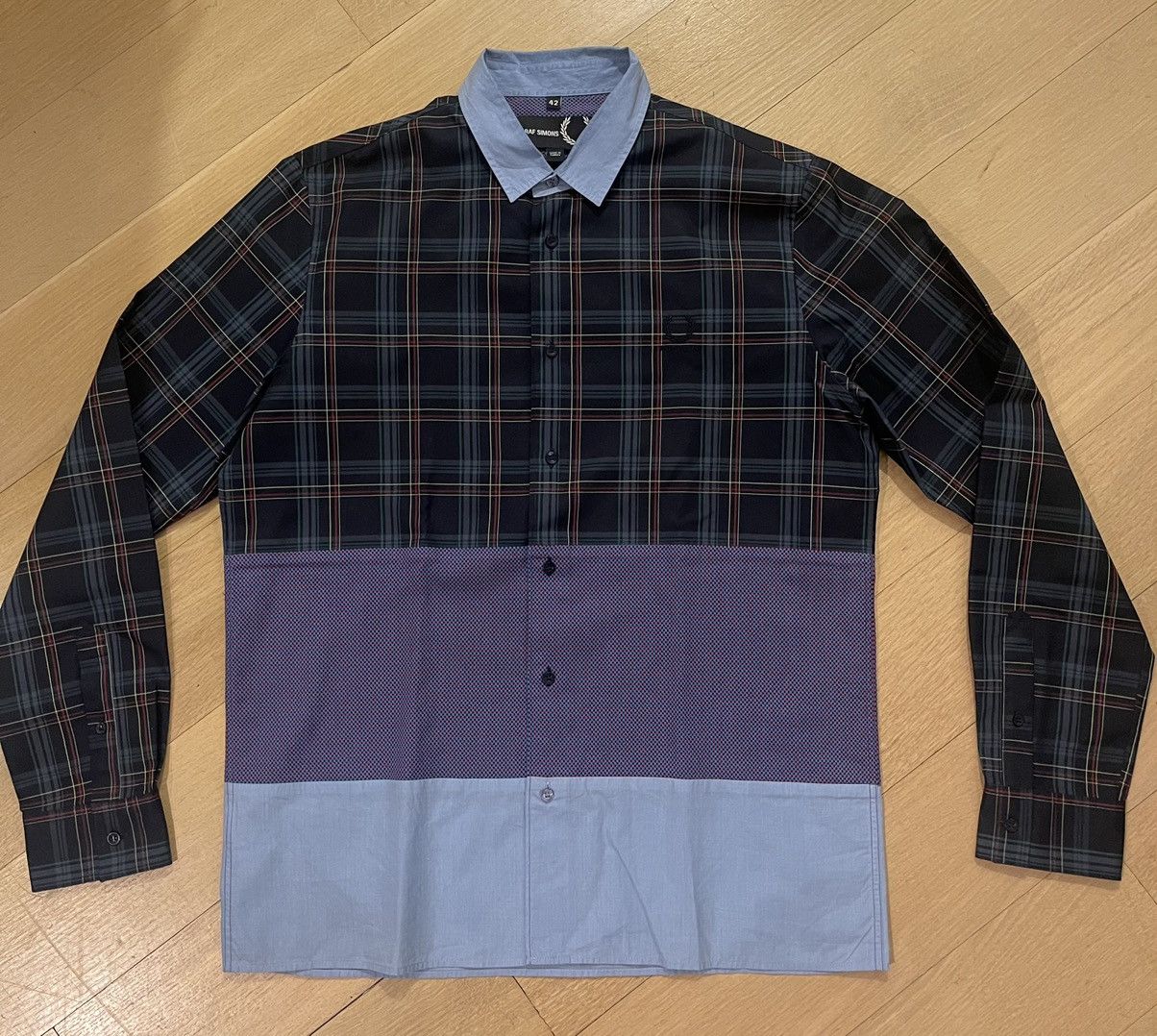 Fred Perry × Raf Simons Blue Patterns Shirt | Grailed