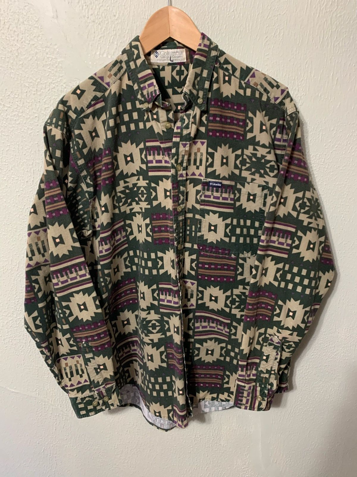 Columbia × Vintage Vintage Columbia Aztec Design Overshirt | Grailed