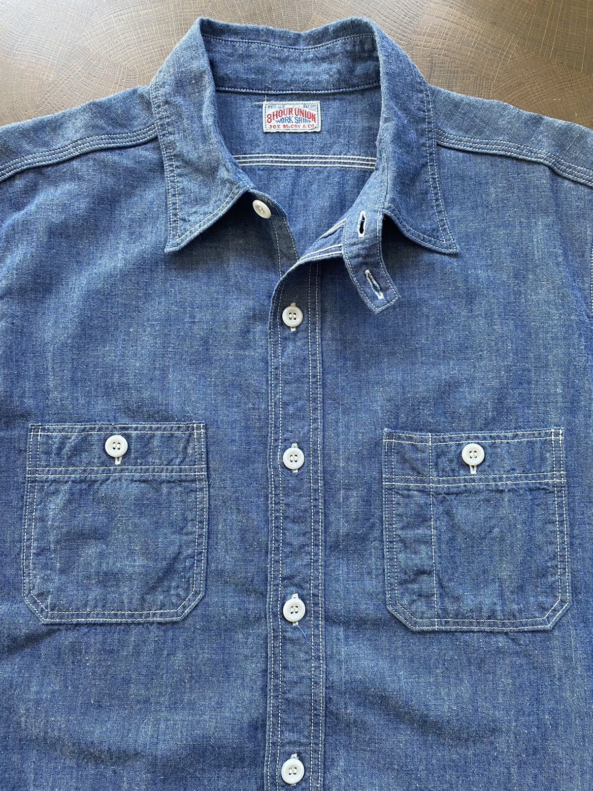 The Real McCoy's The Real McCoy’s 8HU Chambray serviceman shirt. Sz15 ...