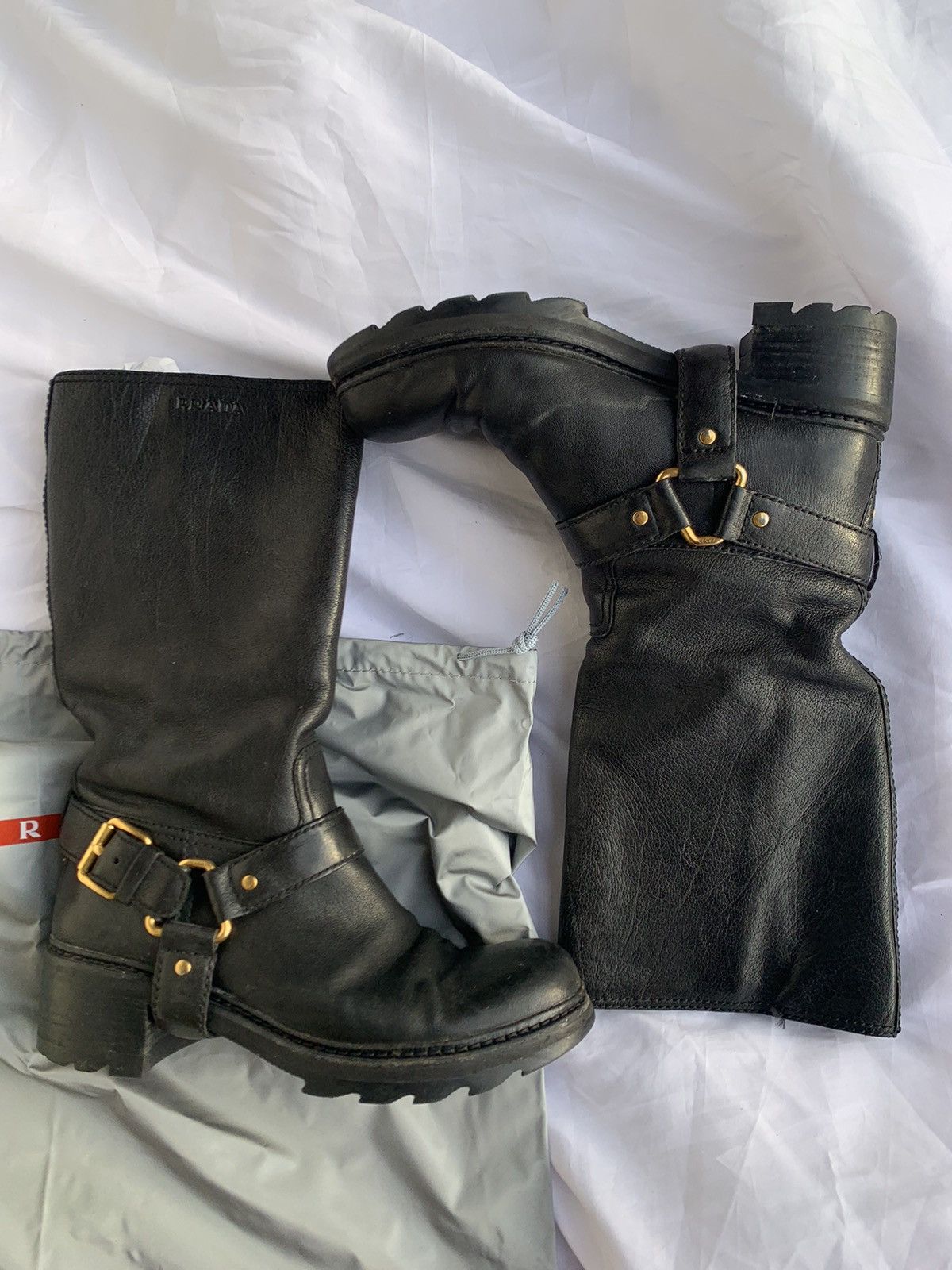 Prada Antracite Suede Motorcycle Boots 3W5099 | Grailed