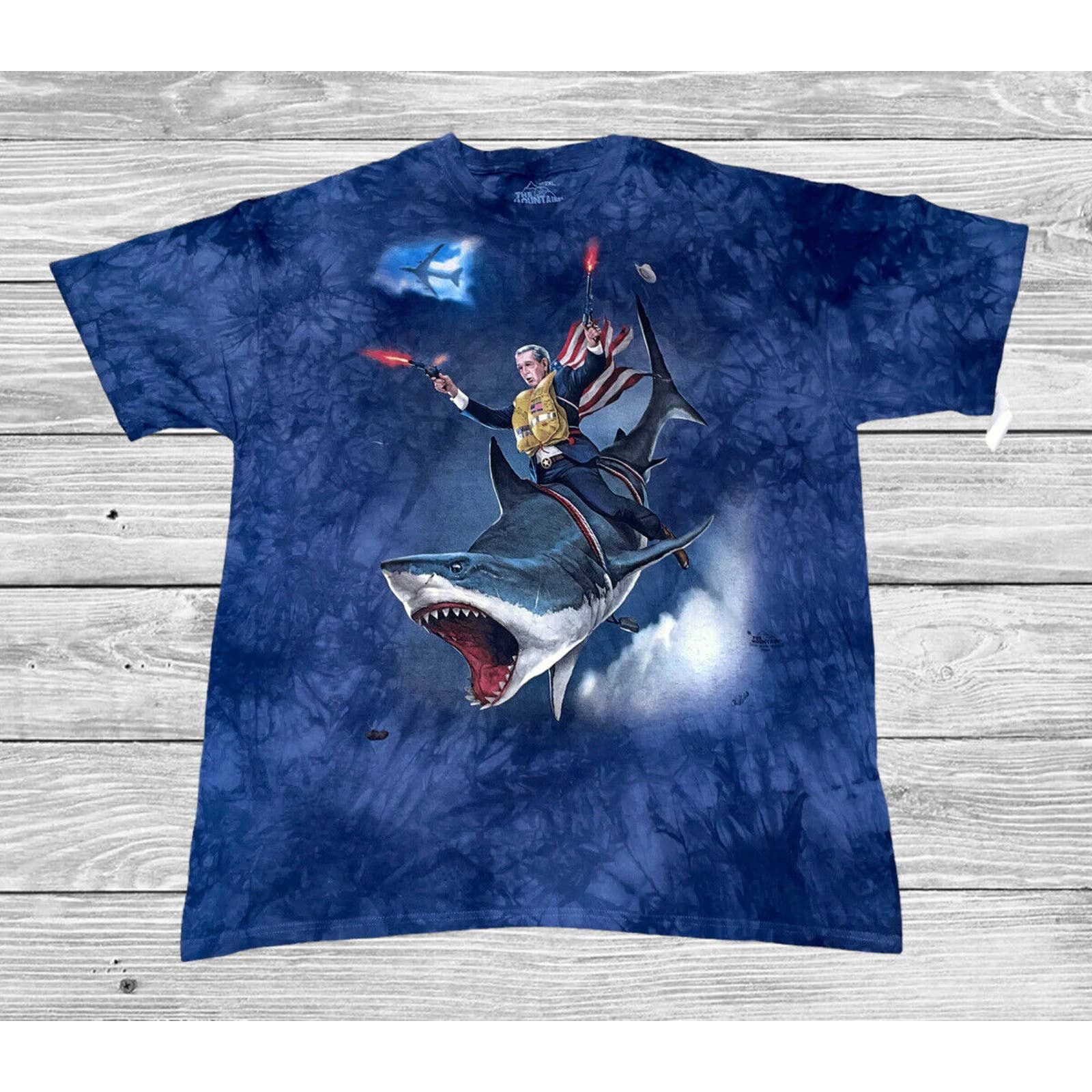 The Mountain The Mountain George W Bush Riding Shark Blue American Flag ...