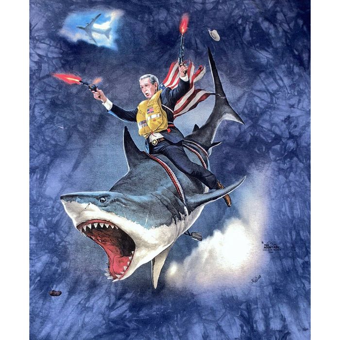 The Mountain The Mountain George W Bush Riding Shark Blue American Flag ...