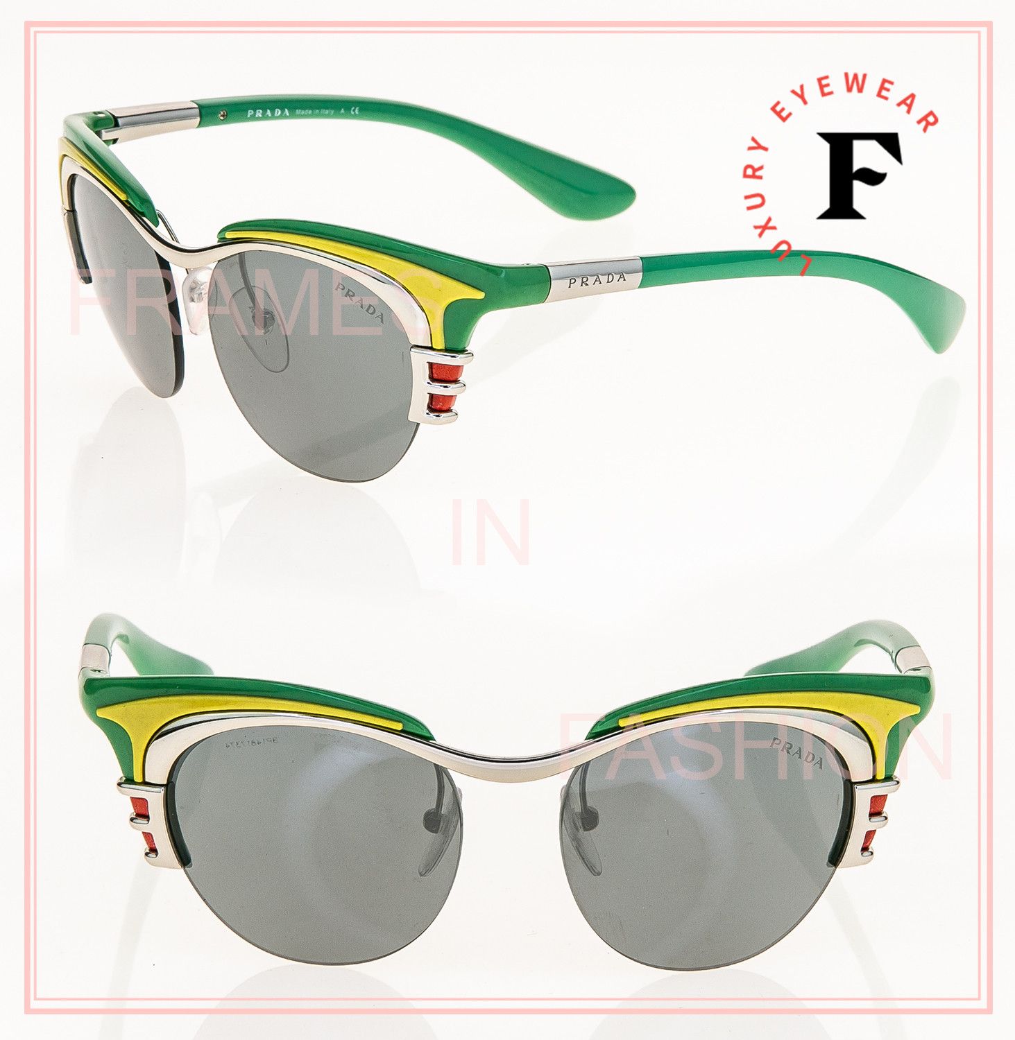 Prada PRADA Dixie Retro PR60OS Green Yellow Mirror 60O Sunglasses | Grailed