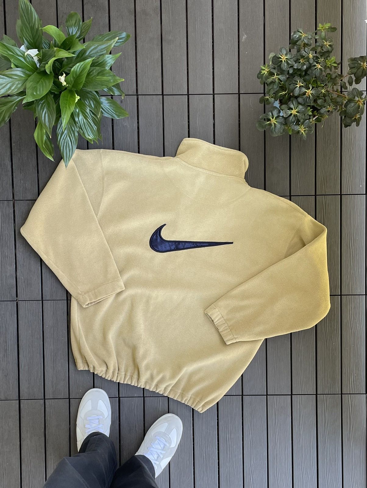 Nike × Vintage NIKE VINTAGE BIG SWOOSH FLEECE 1/3 ZIP 90s BOOTLEG | Grailed