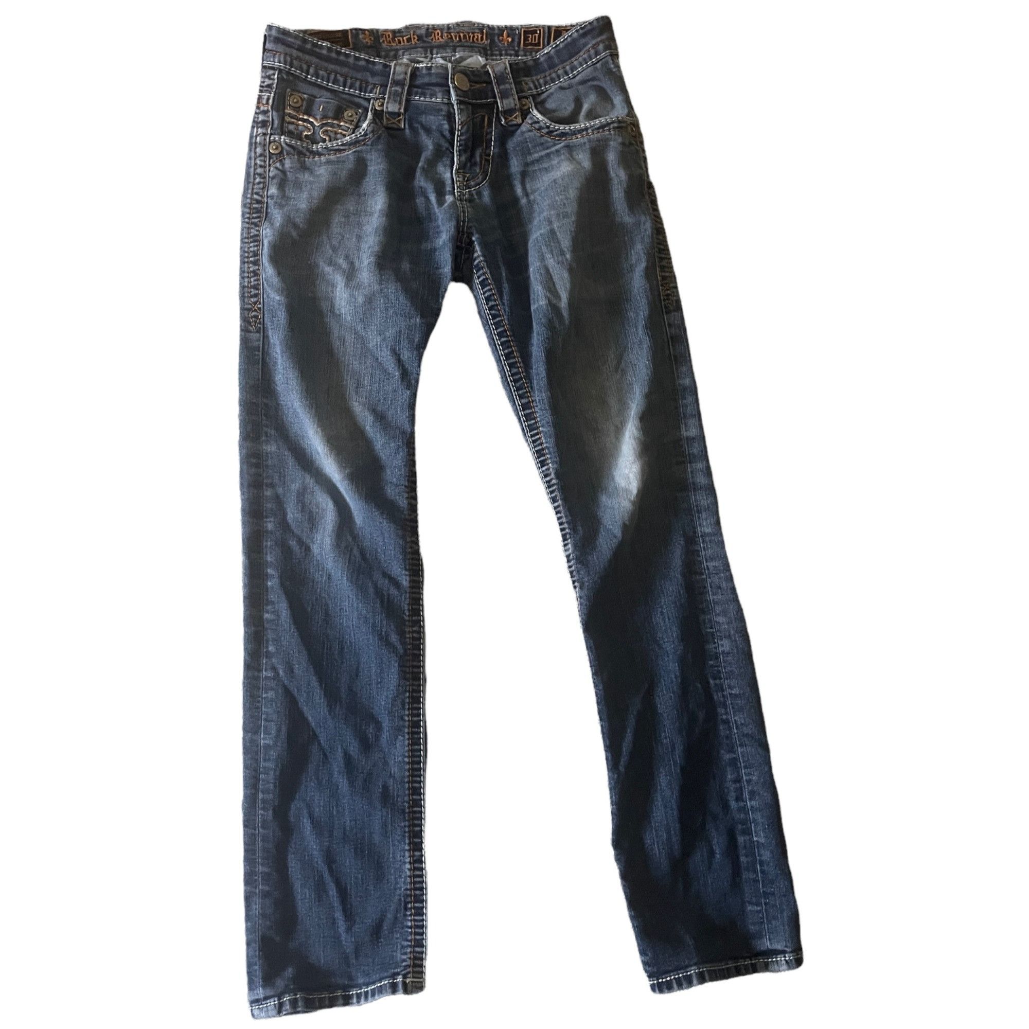 Rock Revival Rock Revival Dark Blue Distressed Ryker Slim Straight Jean ...