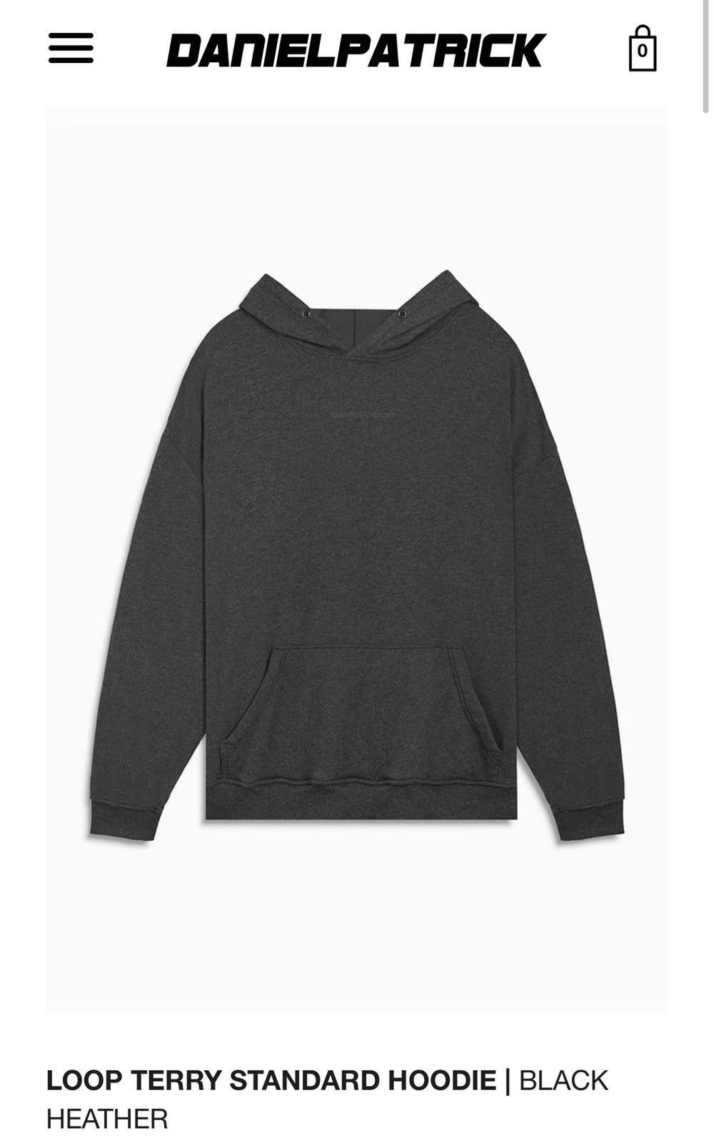 Daniel Patrick DANIEL PATRICK LOOP TERRY STANDARD HOODIE BLACK HEATHER | Grailed
