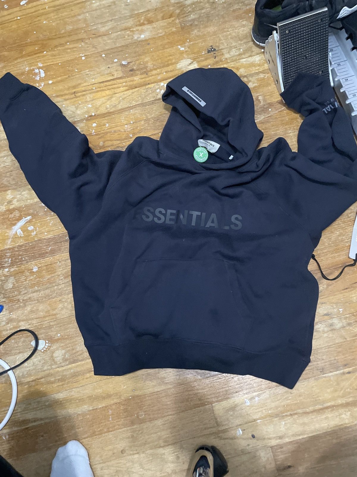 Fear of God navy blue fear of God essentials hoodie | Grailed