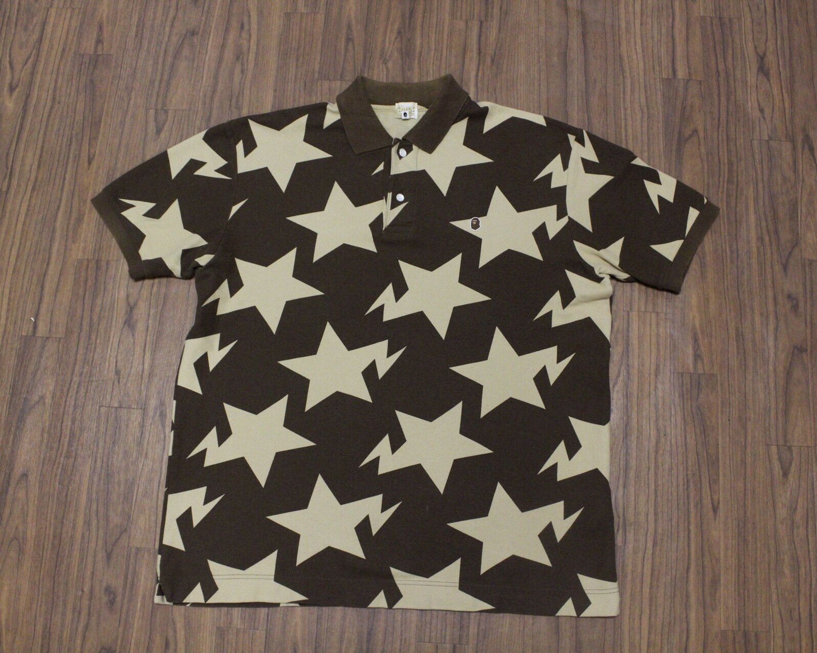 Bape A Bathing Ape Bapesta brown/yellow Print Polo | Grailed