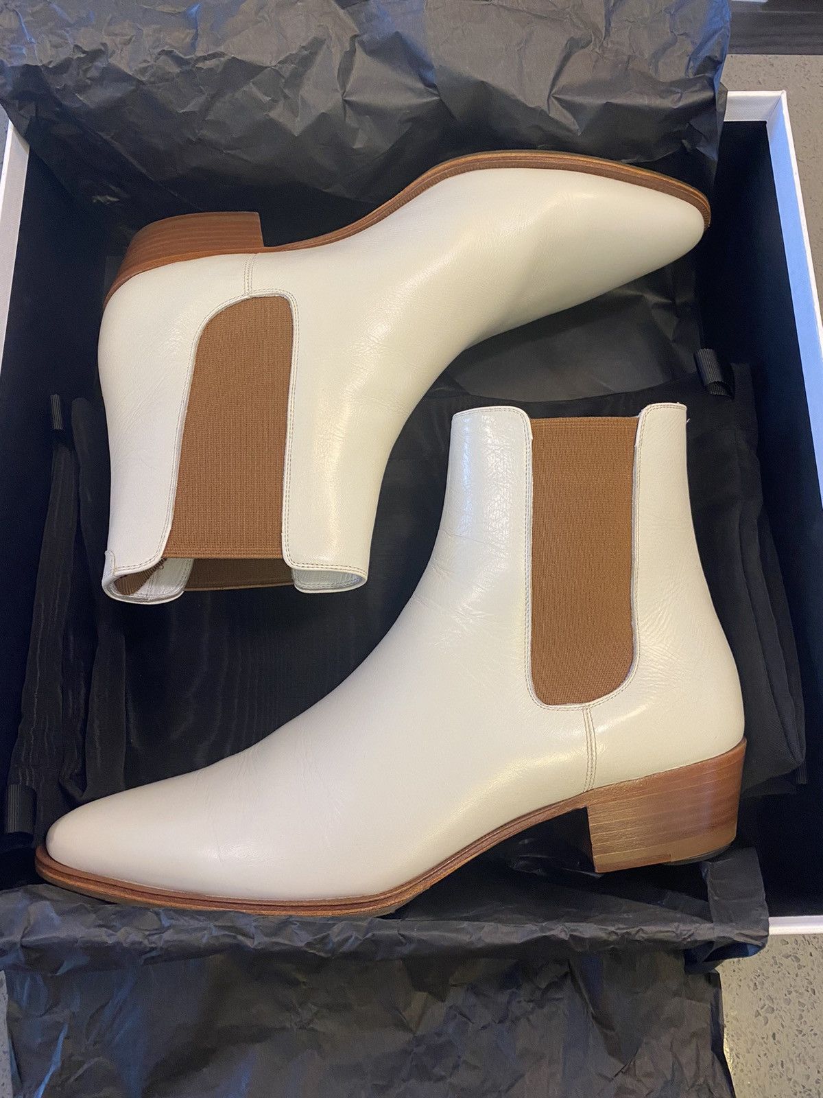 Celine *FINAL DROP* Celine White Runway Jacno Chelsea boots | Grailed
