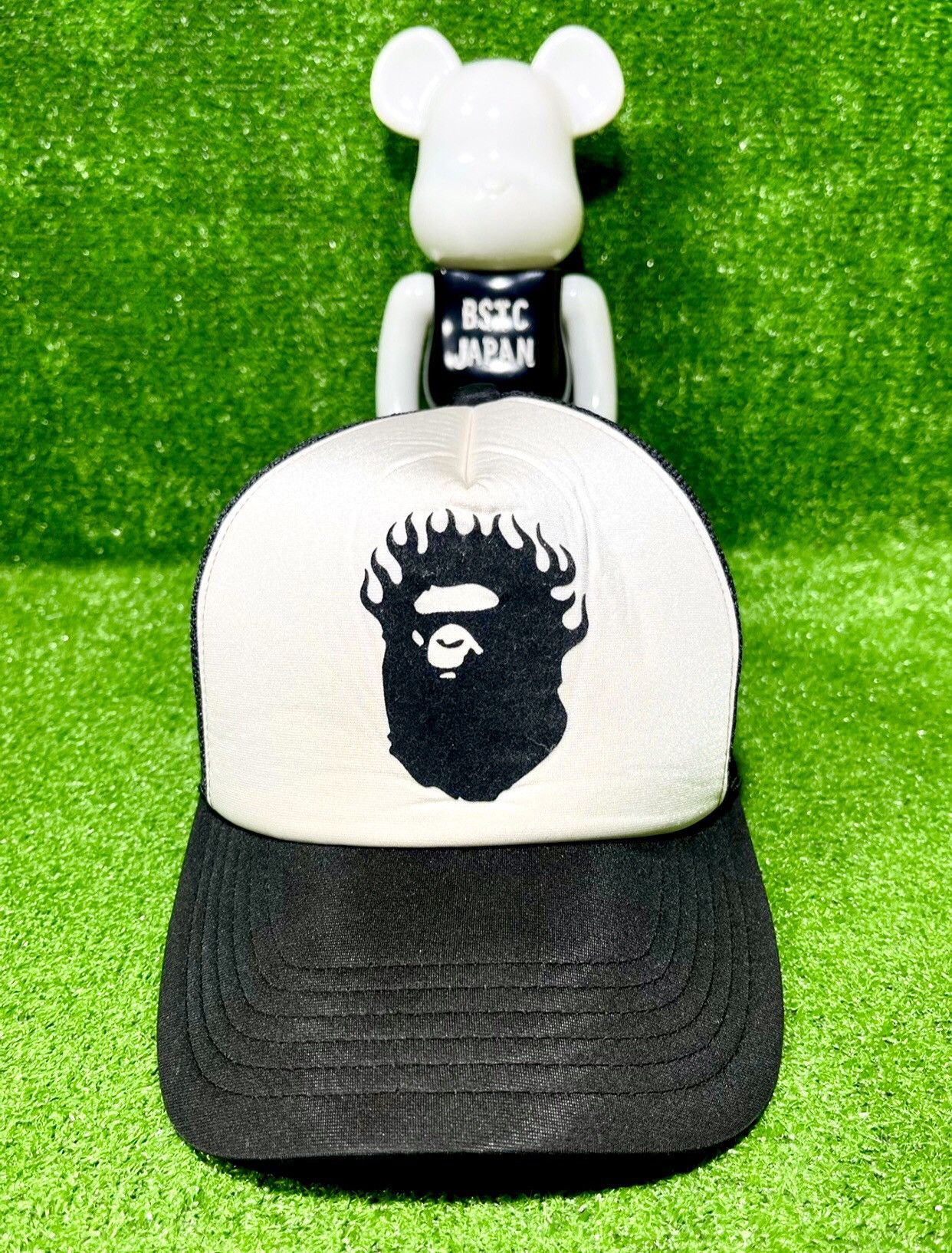 Bape BAPE FIRE LOGO MESH TRUCKER HAT 2013 | Grailed