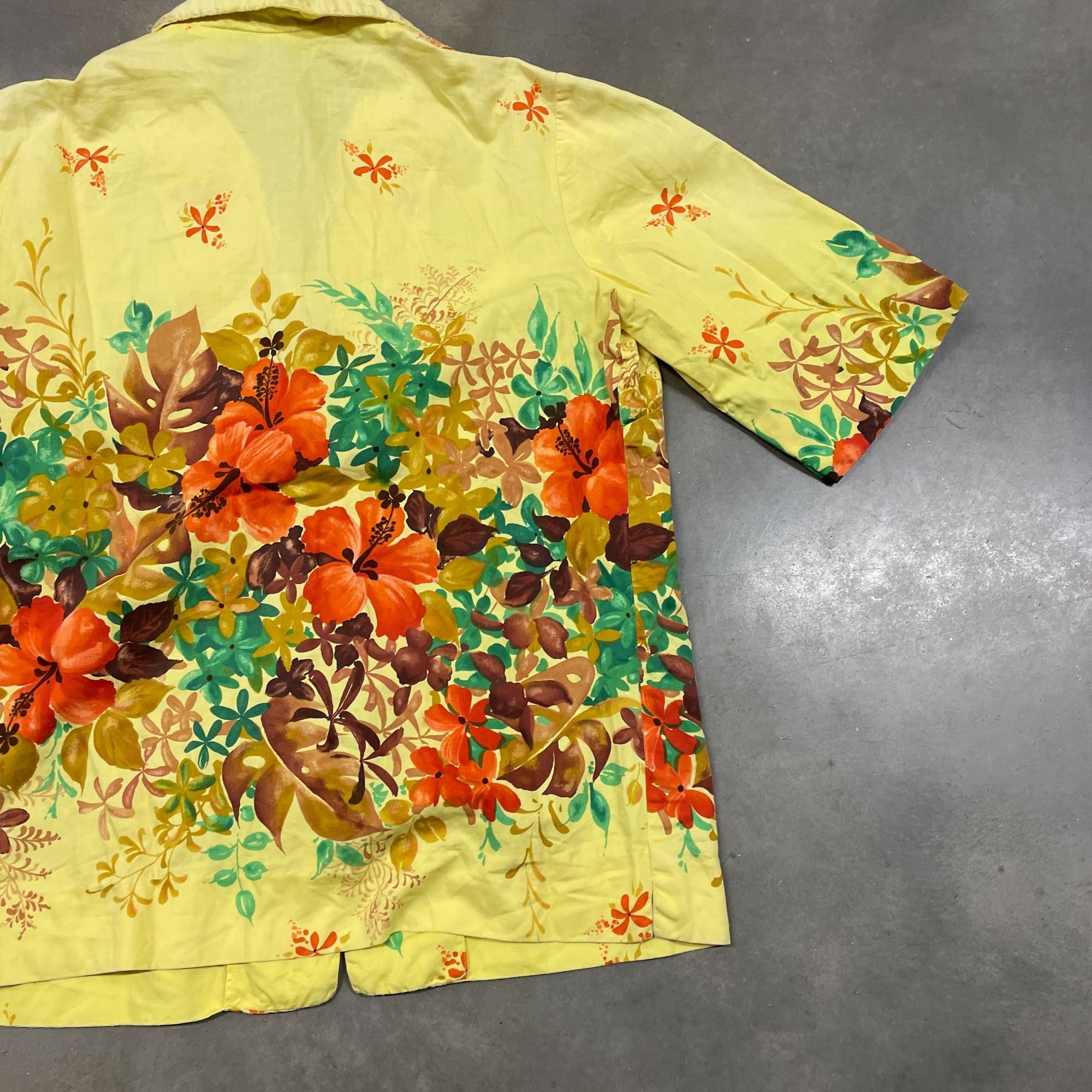 Vintage 60s Yellow Rayon Gab Stan Hicks Hawaiian Casuals Floral | Grailed