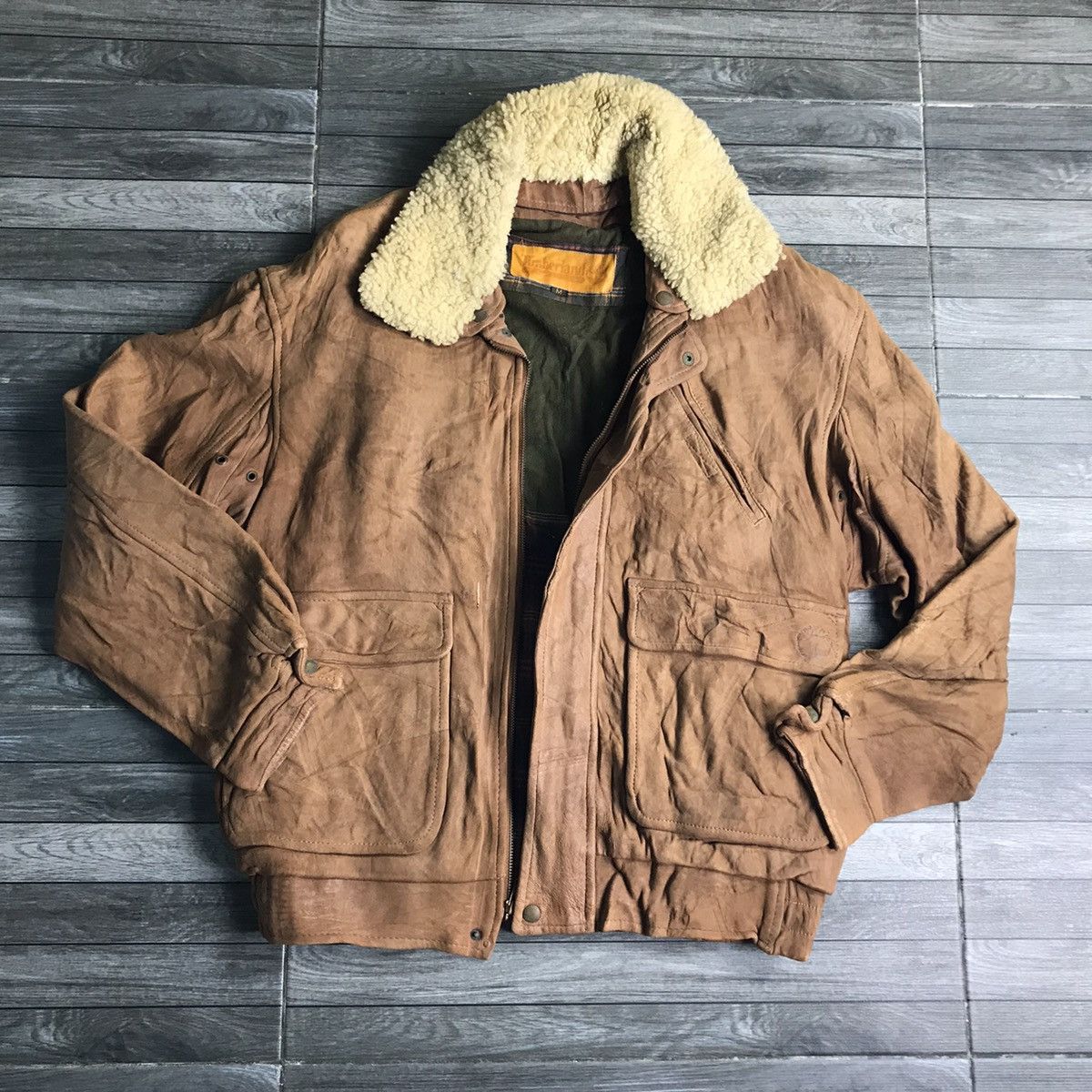 Timberland × Vintage Heavy leather jacket TIMBERLAND | Grailed