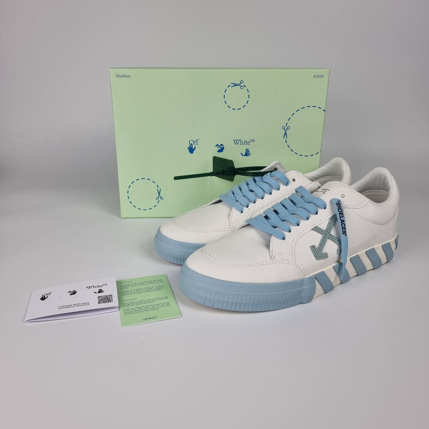 Off-White Off-White Vulcanized White And Light Blue Sneakers New 46 ...