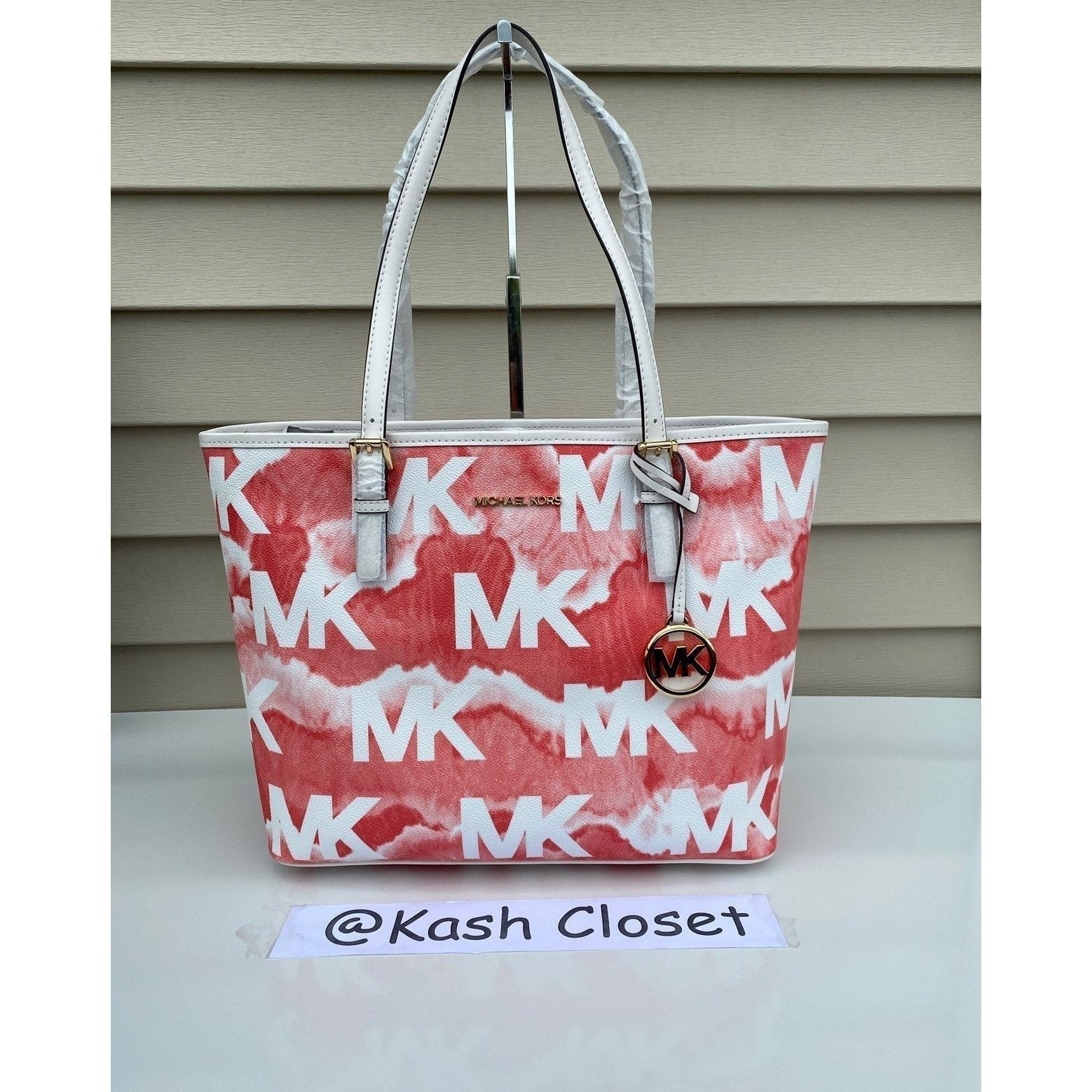 Michael Kors MK JST MEDIUM PRINT LOGO TOTE - Grape Fruit | Grailed