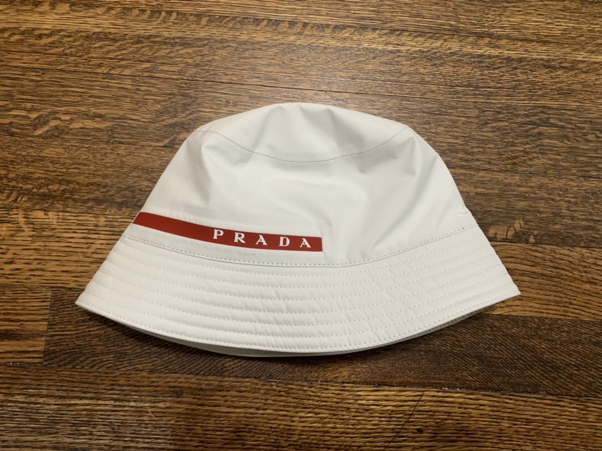 Prada Linea Rossa Bucket Cap Hat Red Stripe | Grailed