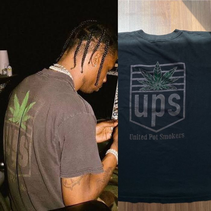 Vintage offer United Pot Smokers UPS Travis scott weed parody tee | Grailed