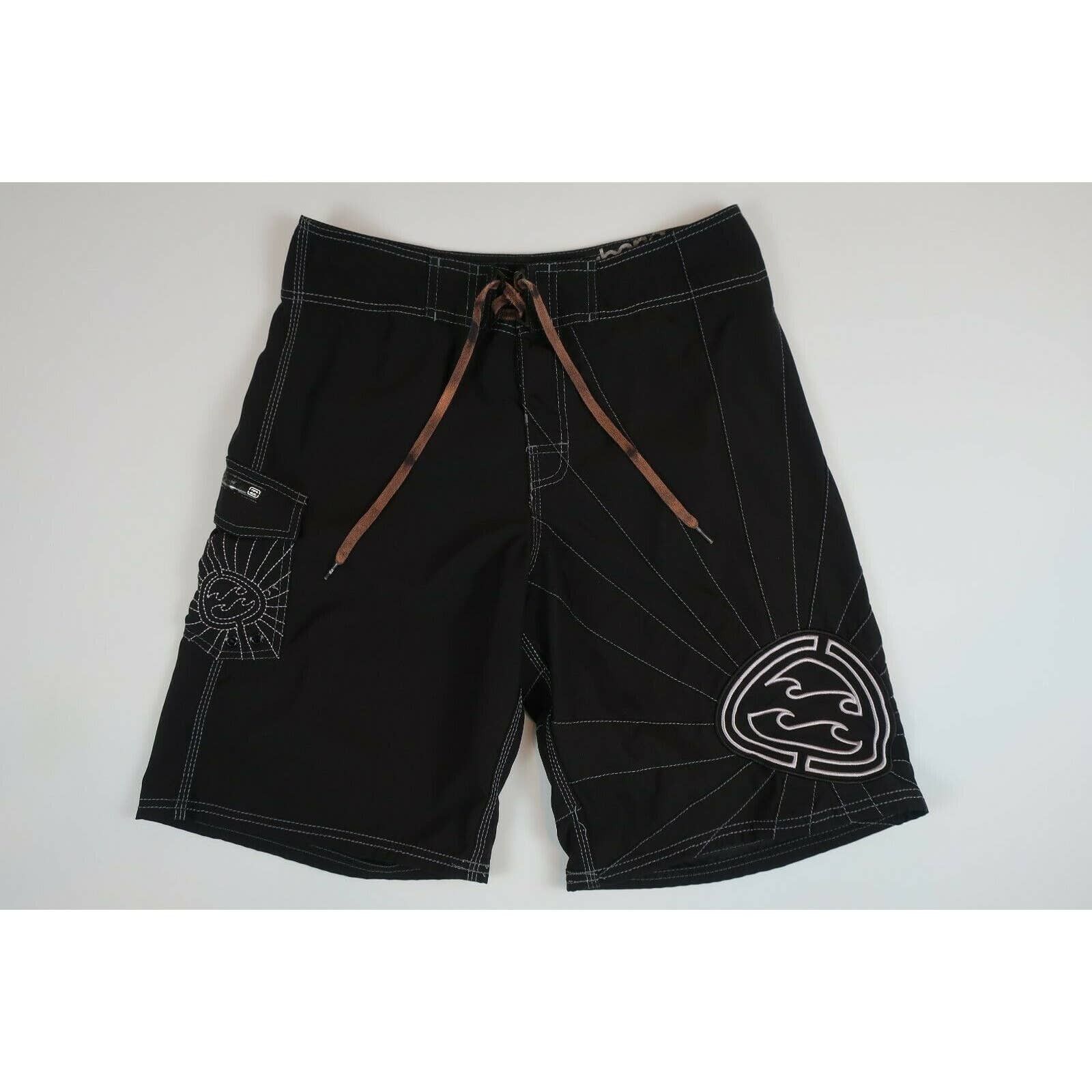 Billabong BILLABONG BLACK Silver Andy Irons Rising Sun Shorts Swim 32 ...